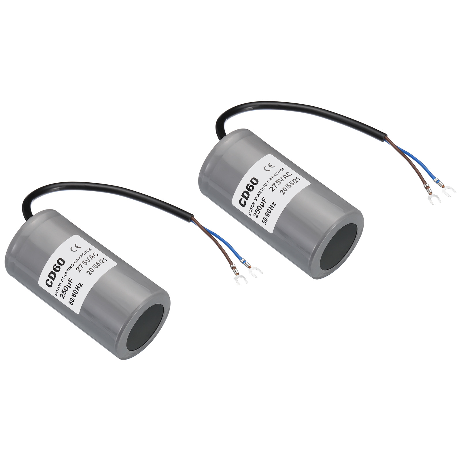 Uxcell CD60 Running Capacitor 250uF 275V 2 Wires 50/60Hz 100x50mm Motor ...