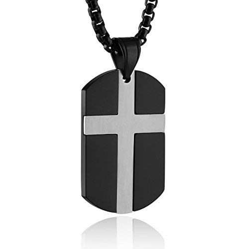 HZMAN Isaiah 41:10 Jewelry, Stainless Steel cross Dog Tag Necklace ...