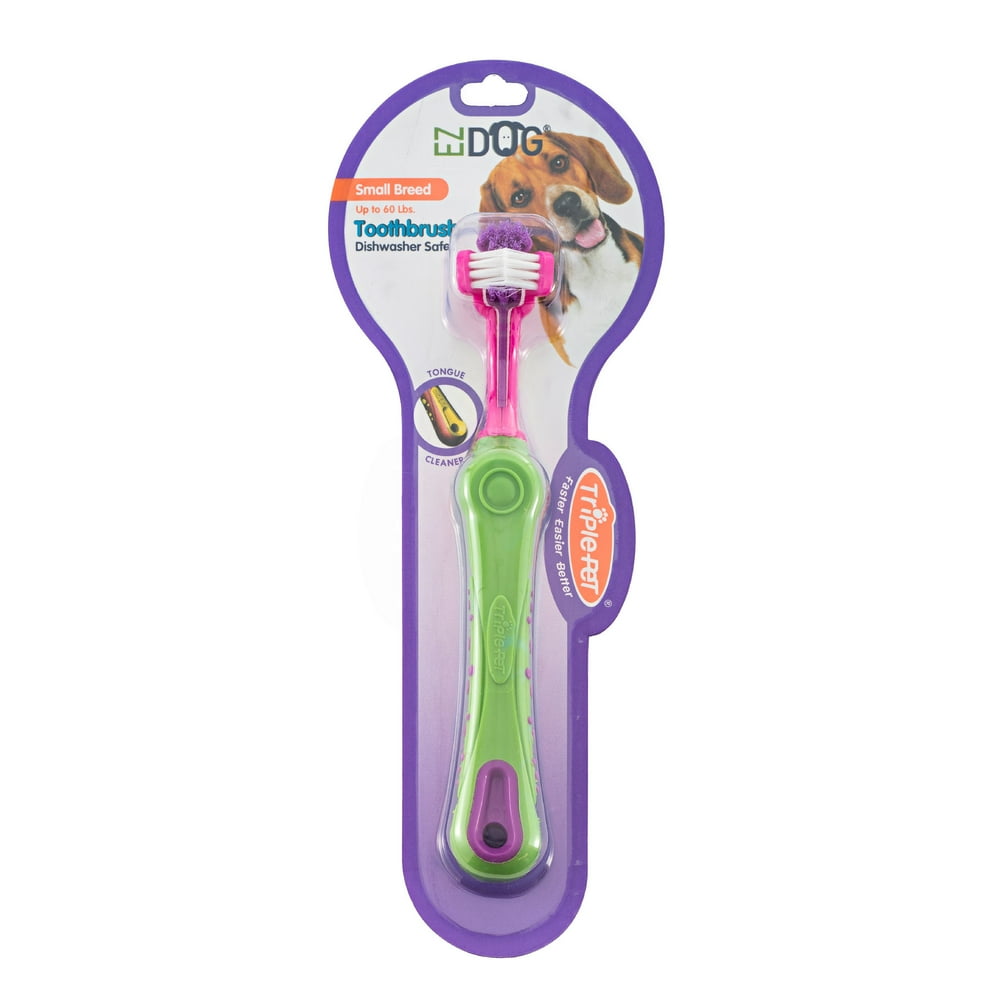Triple Pet EZ Dog 3-Sided Toothbrush For Dogs, Small Breeds - Walmart ...