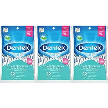 Dentek Complete Clean Easy Reach Floss Picks | Advanced Fluoride Coating, Mouthwash Blast Flavor ...