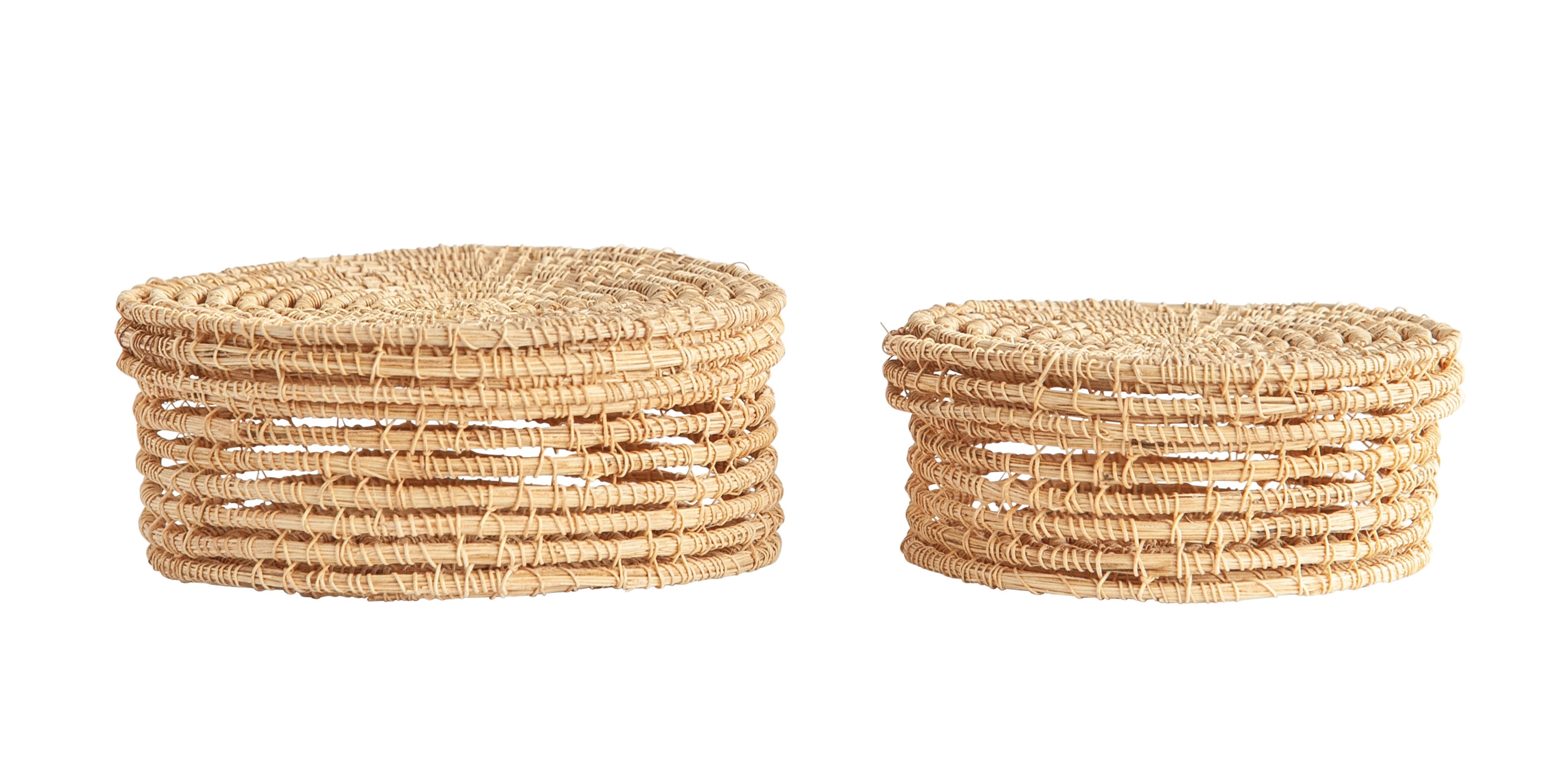 Creative Co-Op Handwoven Palm Boxes with Lids (Set of 2 Sizes ...