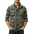 Frnrwgo Mens Vest Stand Collar Multi-Pocket Workwear Thin Lightweight ...