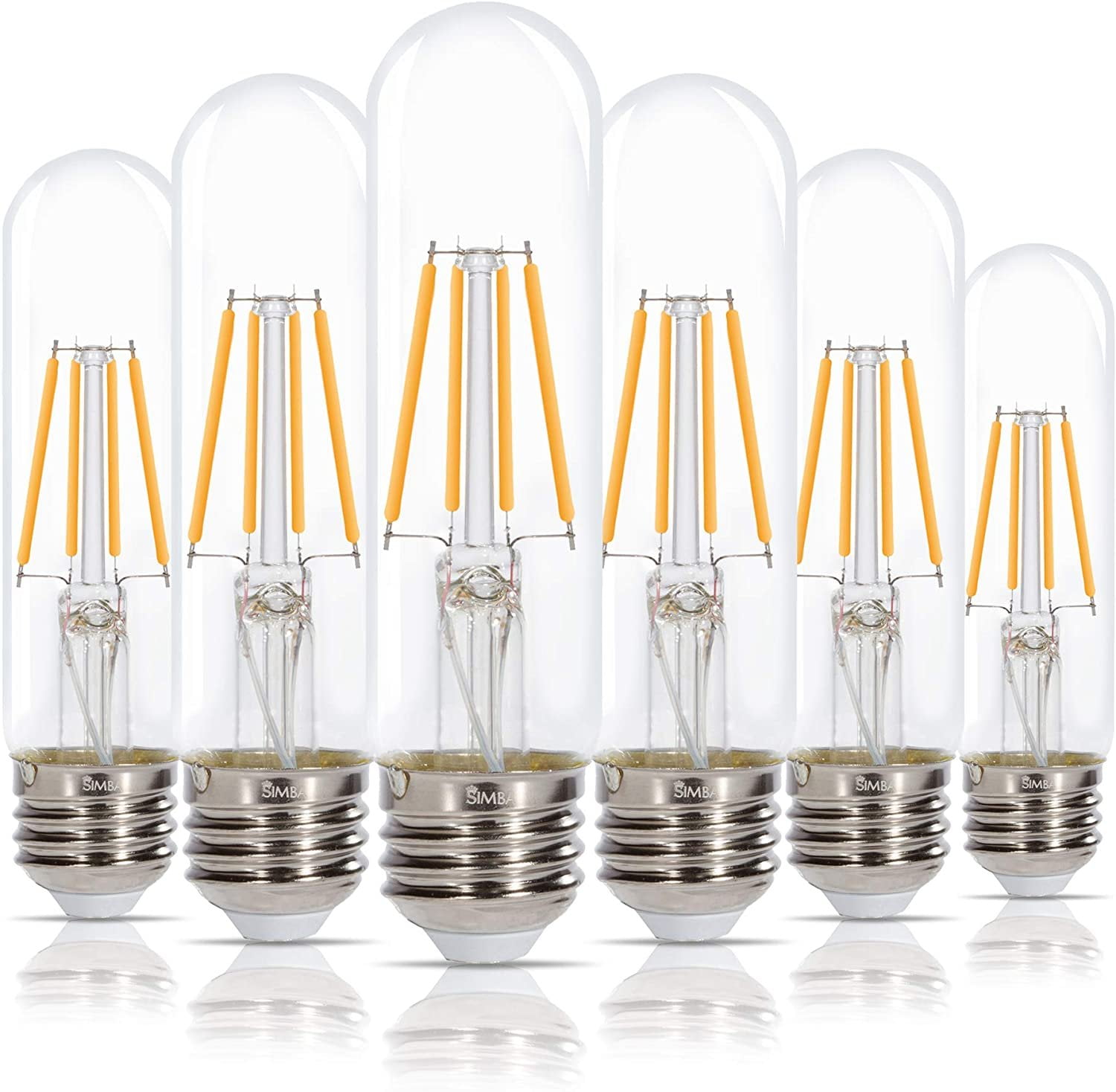 Simba Lighting LED T10 4W 40W Equivalent Bulbs 120V Dimmable E26 2700K ...