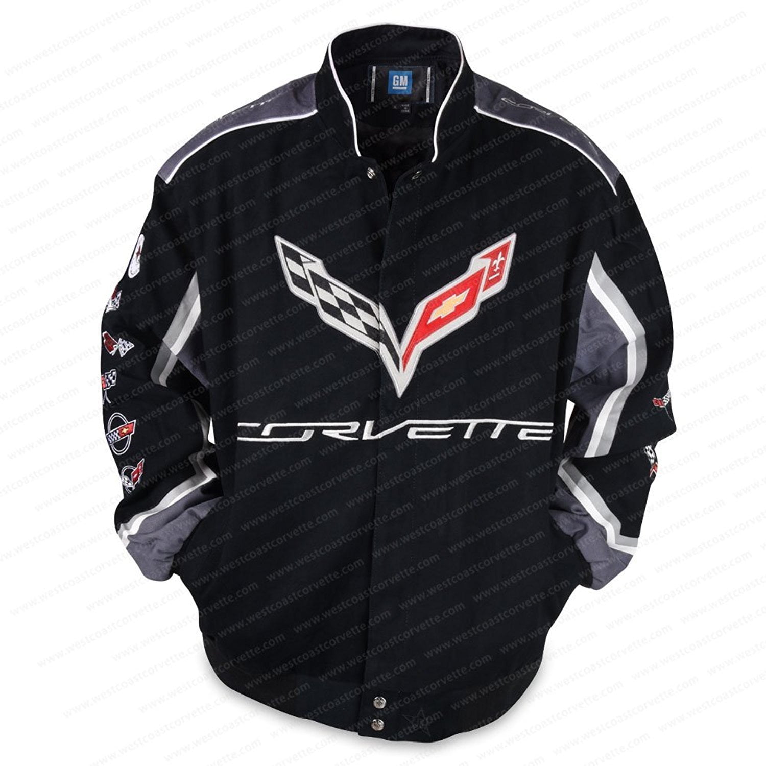 C7 Corvette All Logo Collage Twill Jacket - Black : C1, C2, C3, C4, C5 ...