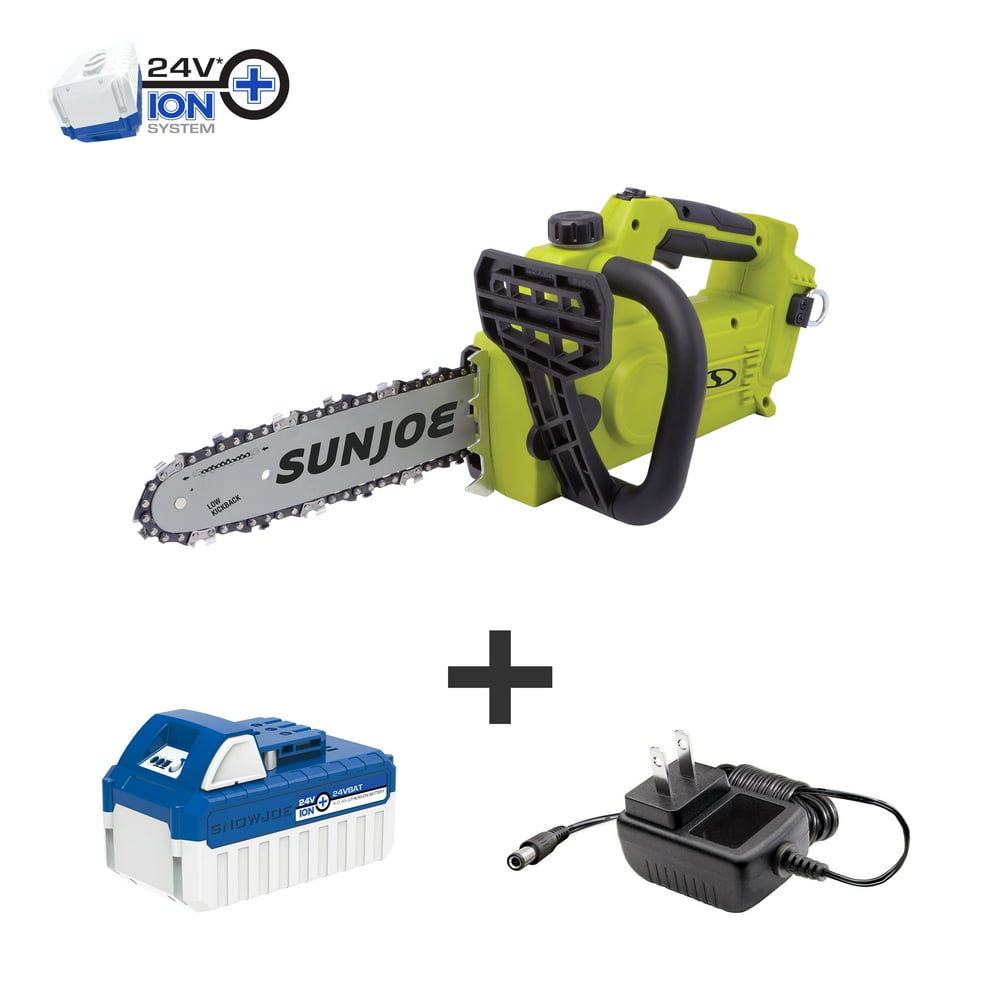 Sun Joe 24V-10CS 24-Volt ION+ Cordless Chainsaw, 10-Inch , 4.0-Ah ...