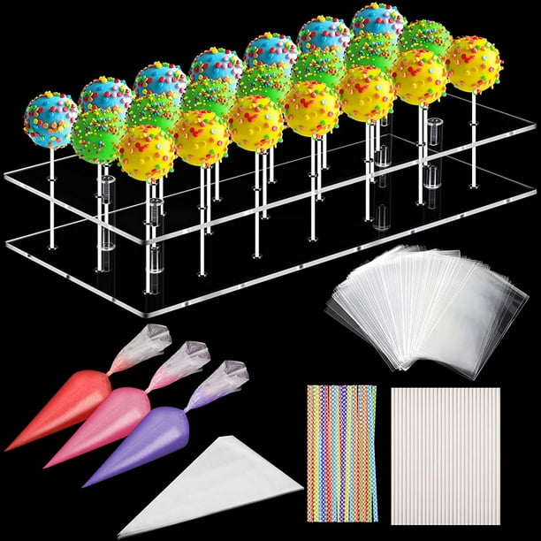 21 Hole Clear Acrylic Lollipop Cake Pop Display Stand with Lollipop ...