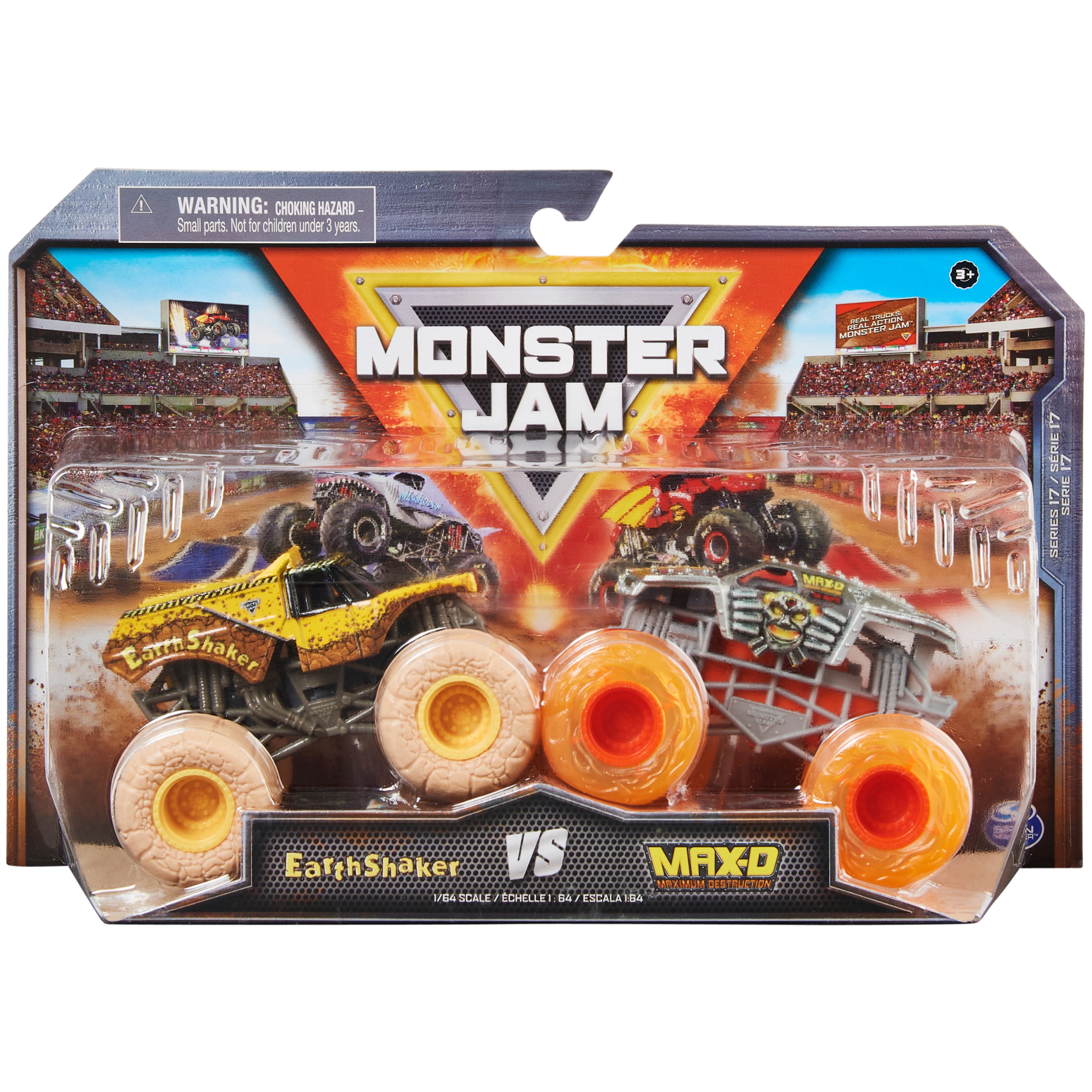 Monster Jam 1:64 EarthShaker Vs. Max-D Die-Cast Monster Trucks ...