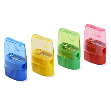 Emraw Single Hole Manual Pencil & Crayon Sharpener W/ Bin Blue Pink ...
