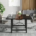 Small 4-Person Conference Table, Square Home Office Meeting Table ...