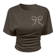 Gyujnb Girls Short Sleeve Crew Neck Ruched Waist Tee with Leopard Bow ...
