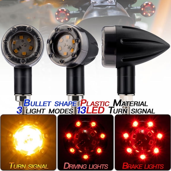 8” Red/Amber LED Motorcycle Turn Signal Brake Tail Light Strip for ...