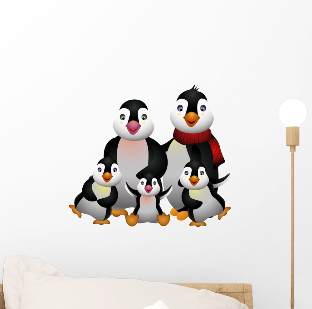 Happy Penguin Family Wall Decal by Wallmonkeys Peel and Stick Graphic ...