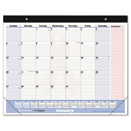 At-A-Glance SKPN7000 QuickNotes Pink Ribbon Monthly Desk Pad/Wall ...