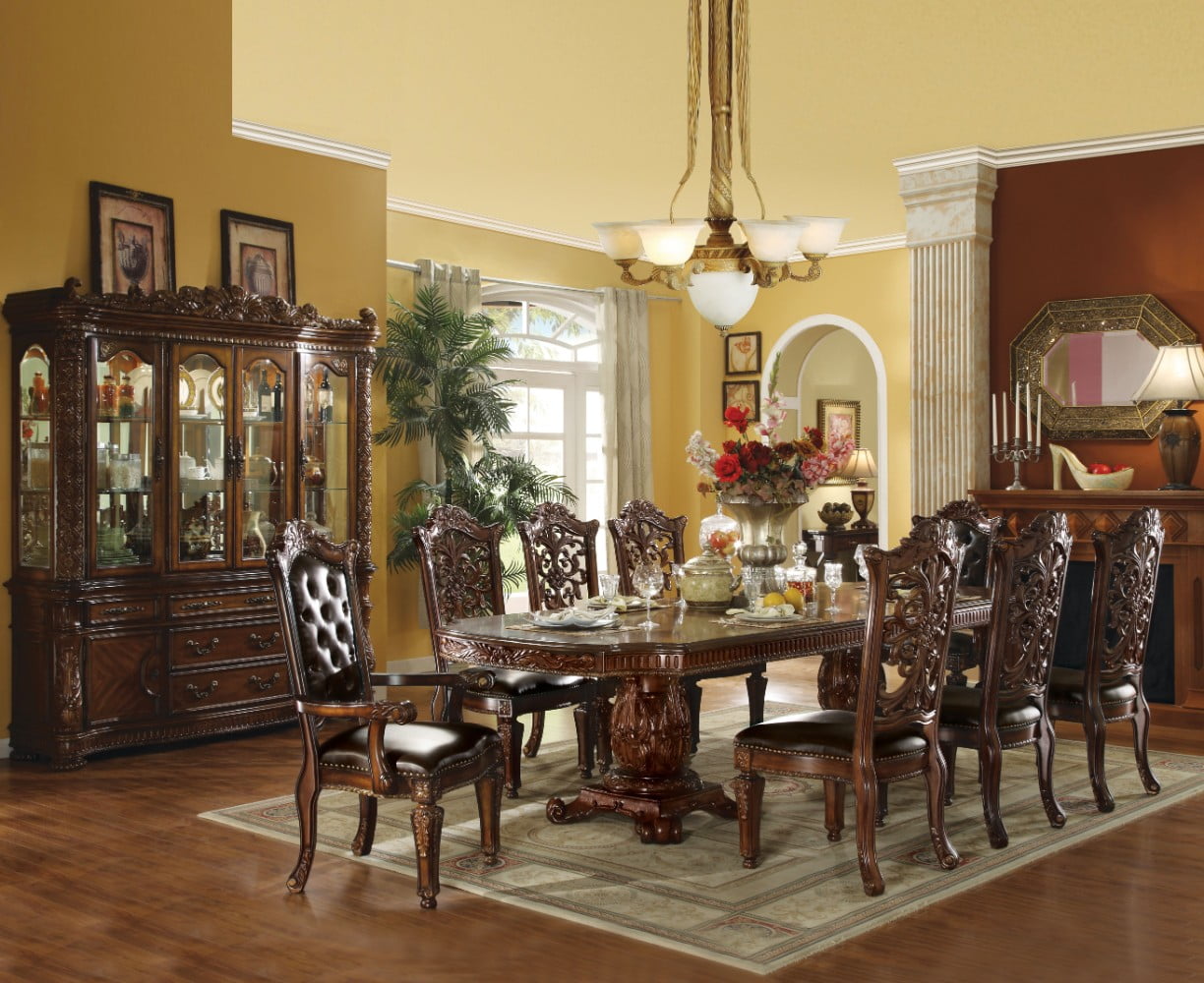 Grand Dining Table with Double Pedestal, Cherry - Walmart.com - Walmart.com