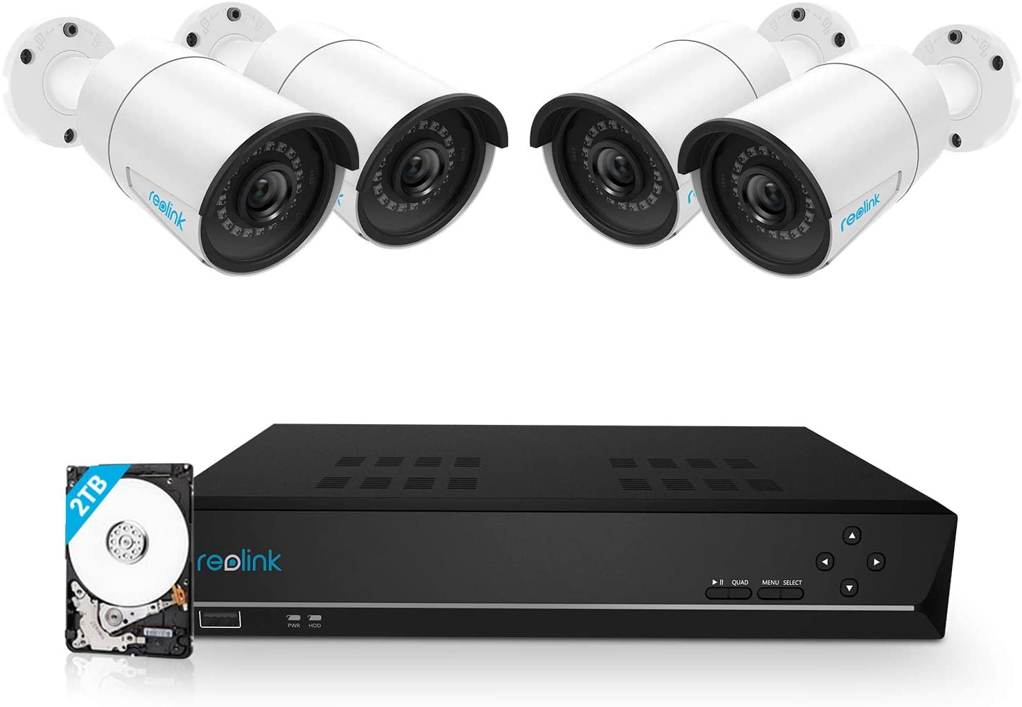 Reolink 8-Channel PoE NVR Kit | 4 x 5MP QHD+ Cameras, Pre-Installed 2TB ...