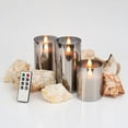 LED METALLIC MIRRORED GLASS FLICKERING FLAMELESS CANDLES - SET OF 3 (4 ...