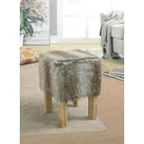 ACME Brooke 16" Stool in Faux Fur and Natural Legs - Walmart.com