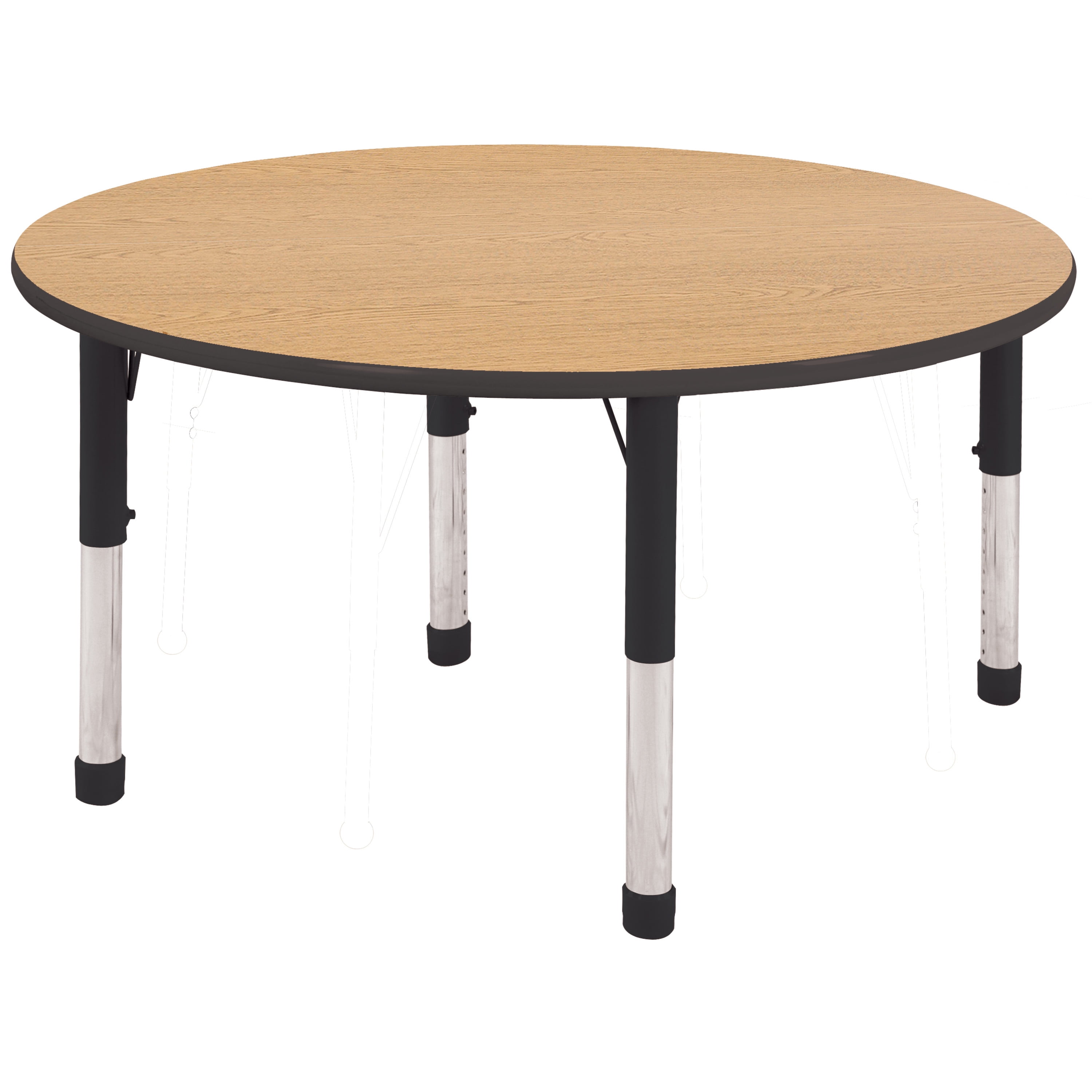 48in Round Everyday T-Mold Adjustable Activity Table Oak/Black - Chunky ...