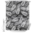 Black Fronds Shower Curtain Set with Hooks, Black Slate Leaf Plant ...