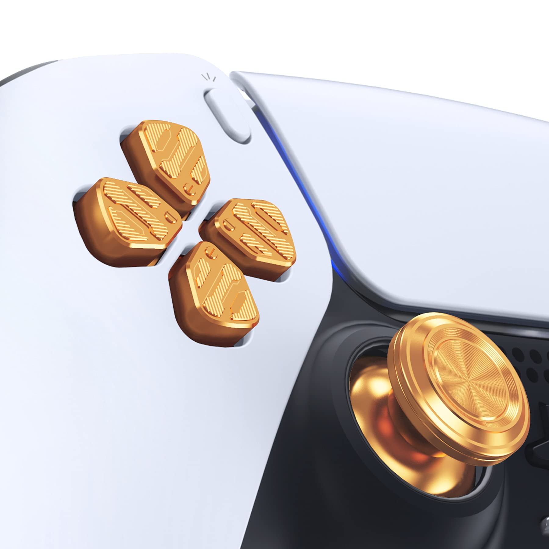 Buy eXtremeRate Gold Metal Thumbsticks Dpad ABXY Buttons for PS5 ...