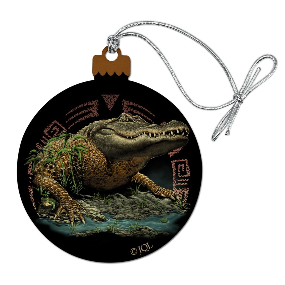 Aztec Alligator Gator Wood Christmas Tree Holiday Ornament - Walmart.com