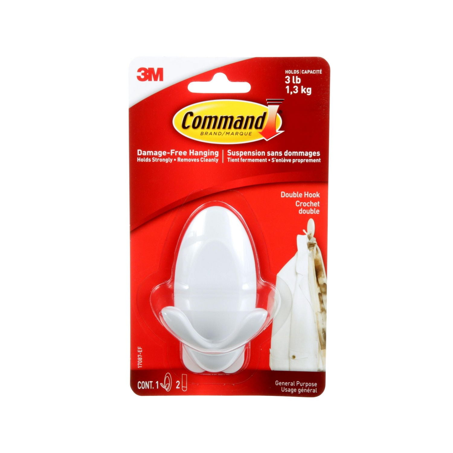 Click here for Command Double Hook 17087-Ef  1 Hook  2 Strips Dou... prices