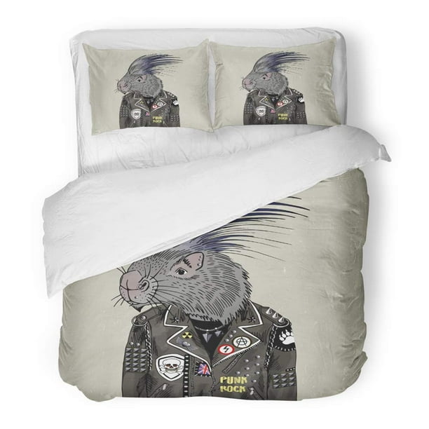 RYLABLUE 3 Piece Bedding Set Accessories Porcupine Punk Furry ...