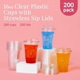 200 Pack 16 oz Clear PET Disposable Cups with Dome Sip Lids – for Cold ...