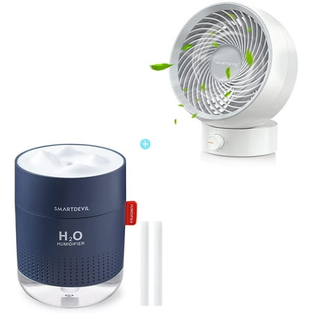 TESNN Fan and Humidifier Bundle, Small USB Desk Fan and Small ...