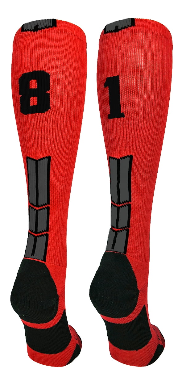 Red/Black Player Id Over the Calf Number Socks (#81, Small) - Walmart.com