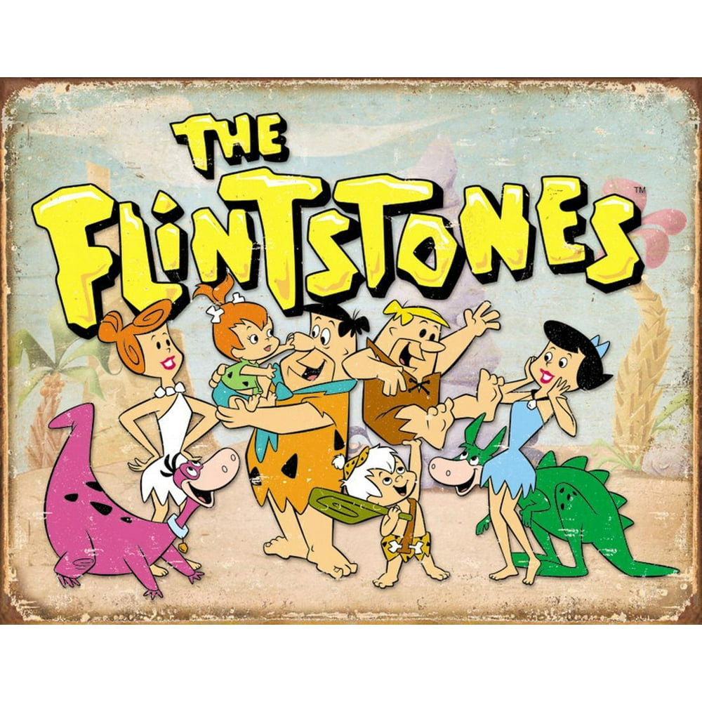 Flintstones Family Retro Tin Sign - 16x12.5 - Walmart.com - Walmart.com