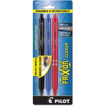 Pilot FriXion Clicker Erasable Gel Pens, Fine Pt, Black Ink, 3 Pk ...
