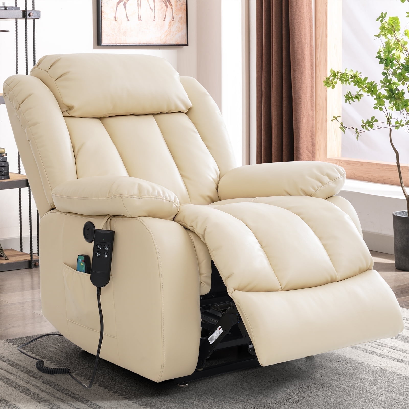 INGALIK Power Lift Recliner Chair Dual Motor, Electric Leather Recliner ...