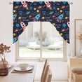 Blue Red Rocket Kitchen Swag Valances for Windows, Cartoon Stars Modern ...
