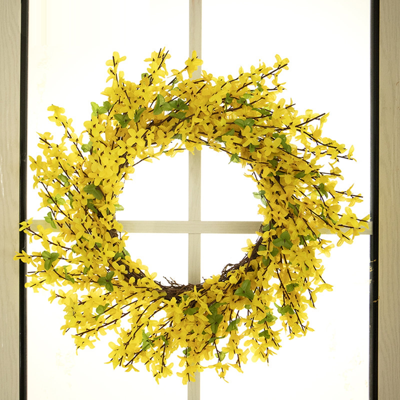 Yirtree Artificial Spring Flower Wreath,17.72”Yellow Flower Wreath ...