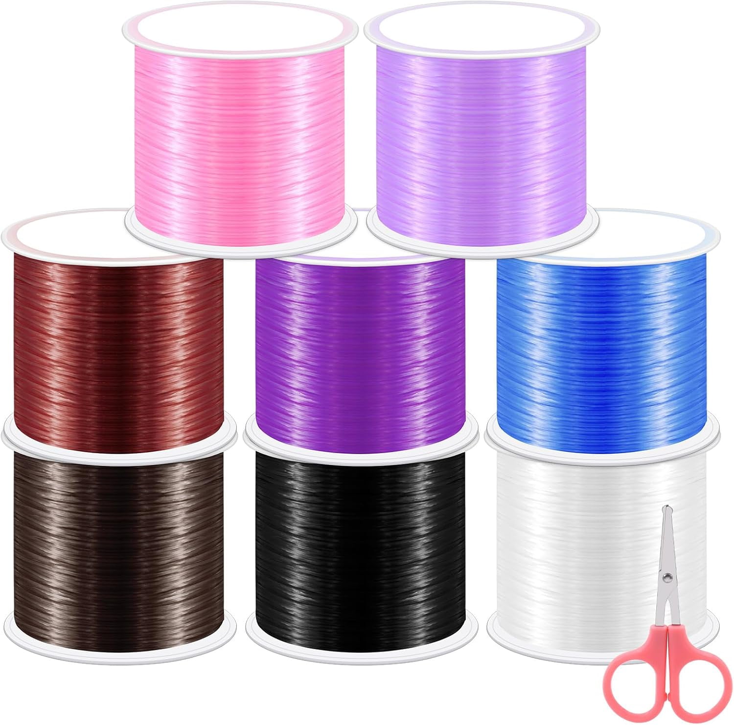 shiyou-8 Rolls 100m Flat Elastic Bracelet String Cord Kit with Scissors ...
