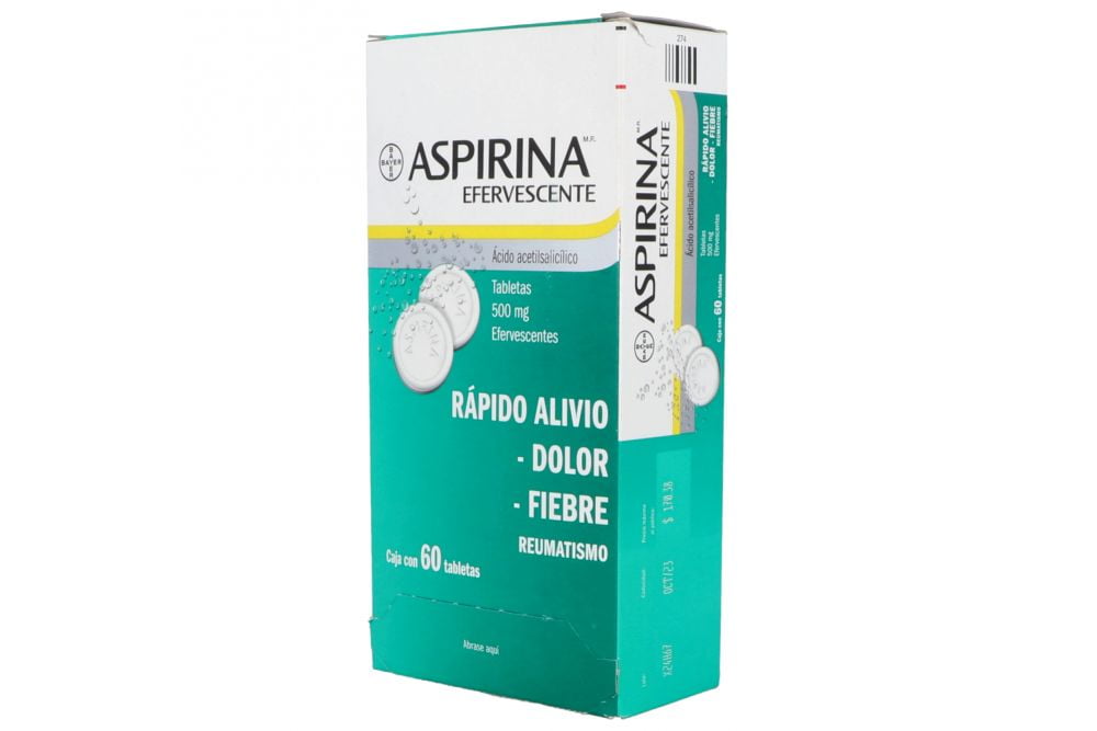Aspirina Efervescente 500 mg Caja Con 60 Tabletas | Walmart en línea