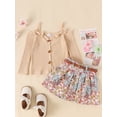 Aojekbee Kids Girls Skirt Set, Long Sleeve Bows T-shirt with Floral ...