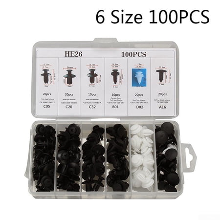 100pcs Auto Car Fender Bumper Door Push Pin Type Retainers Clips Trim ...