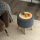 Costway Reversible Grey Storage Ottoman Footrest / Footstool with Tray ...