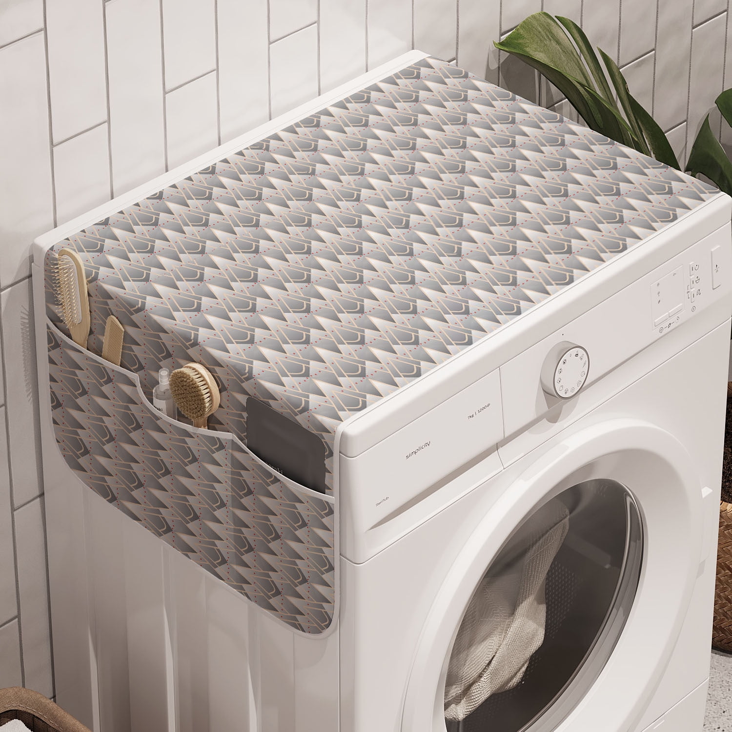 Geometric Washing Machine Organizer, Dot Dashed Horizontal Lines on ...