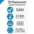 Luxrite F54T5/841/HO 54W 46 Inch T5 Fluorescent Tube Light Bulb, 4100K ...