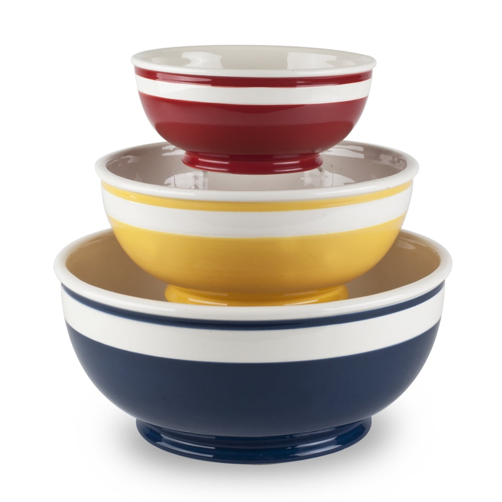 Mr. Food 3 pieces Ceramic Mixing Bowl Set - Colorfull Mixing Bowls Set ...