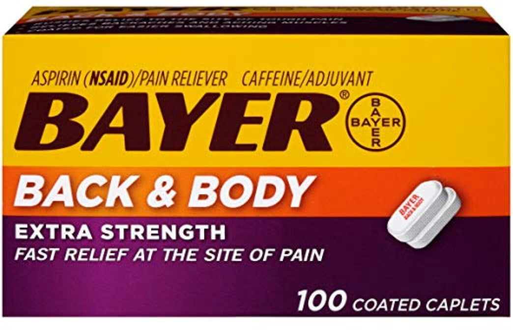 Bayer Extra Strength Back & Body 500 mg Caplets, 100 ea (Pack of 3 ...