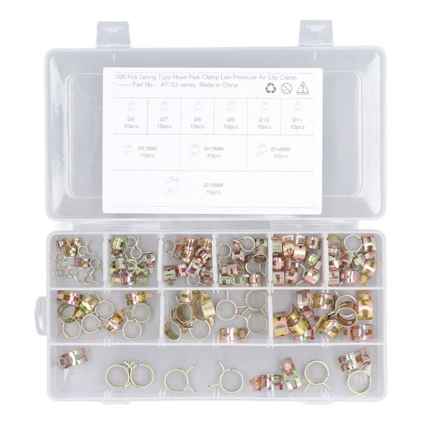 Hose Clamps,100PCS Spring Hose Clamps Pipe Clamp Assortment Kit Fuel ...