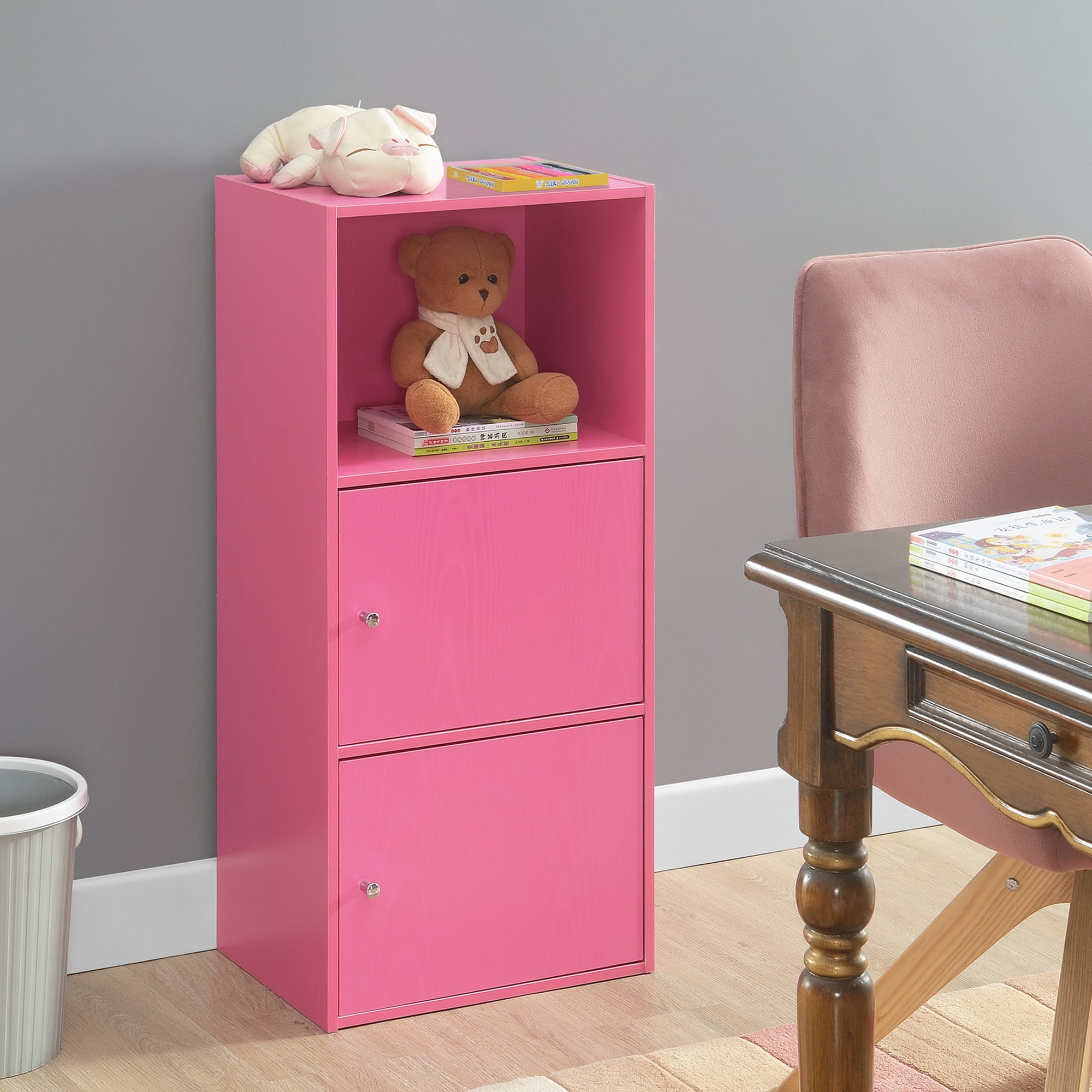 Convenience Concepts Xtra Storage 2 Door Cabinet with Shelf, Pink ...