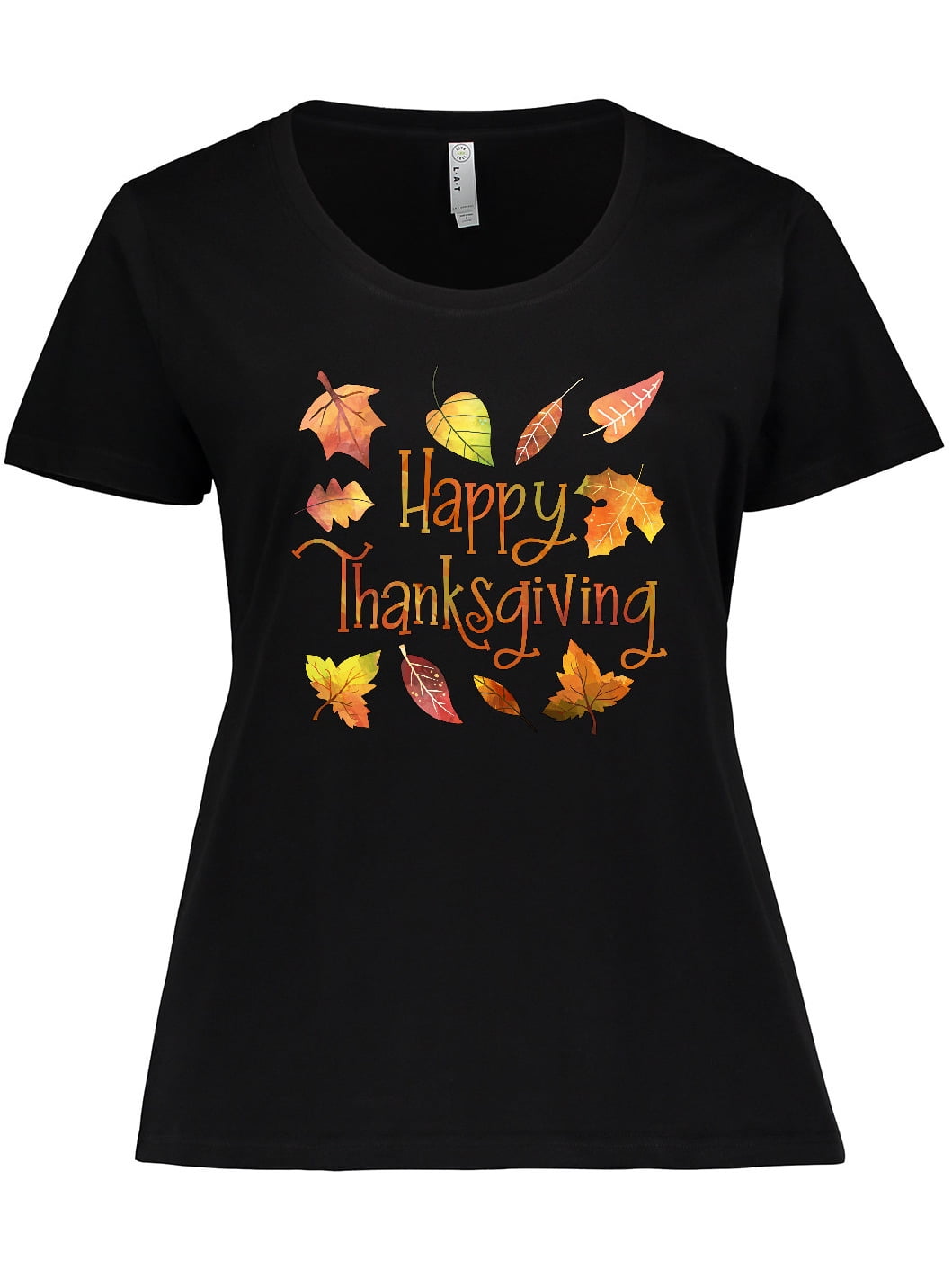Inktastic Happy Thanksgiving Fall Leaves in Autumn Colors Women's Plus ...
