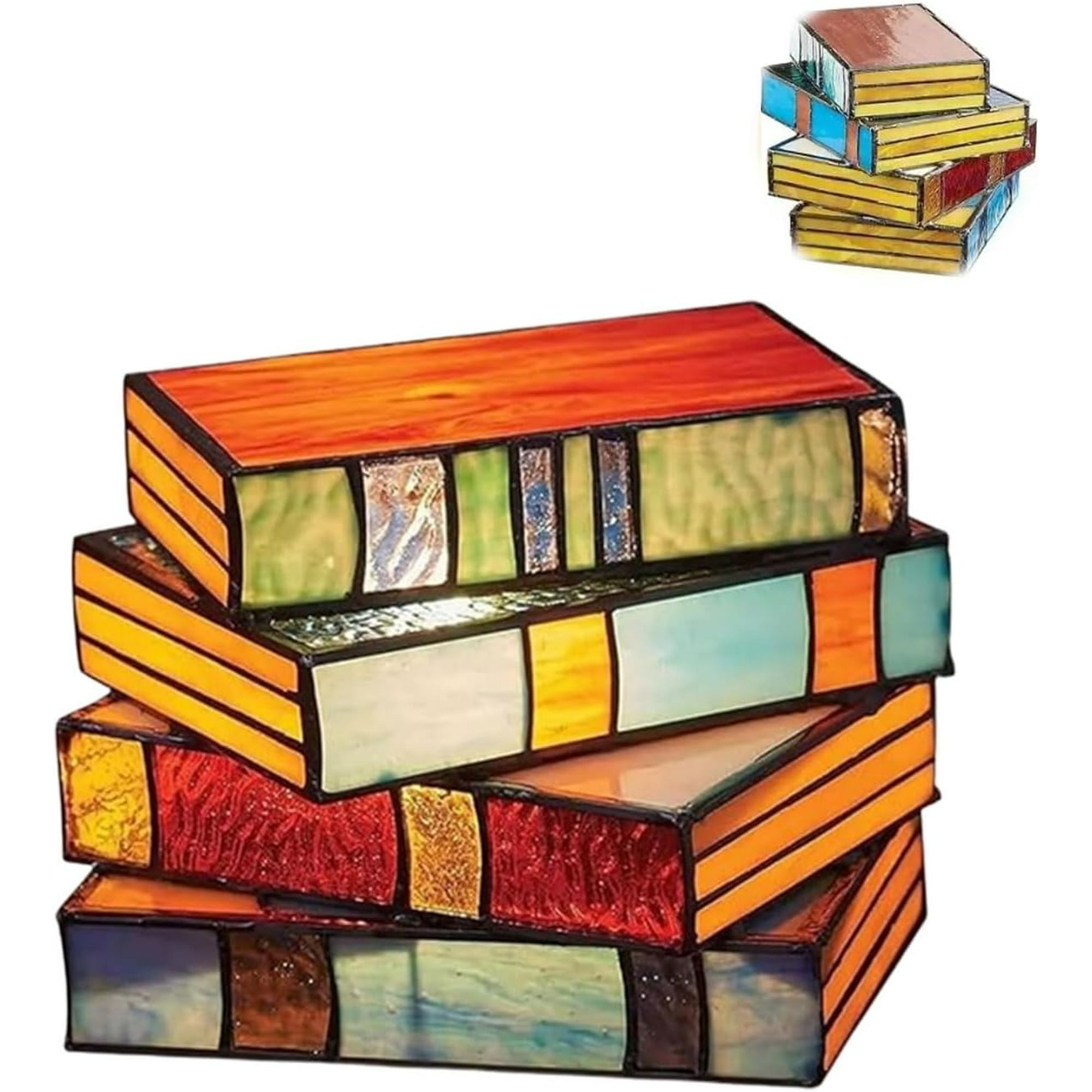 Click here for Stained Glass Stacked Books Lamp  Vintage Glass Le... prices