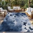 Blue Butterfly Outdoor Rug, Foggy Navy Blue Butterfly Silhouette Non ...