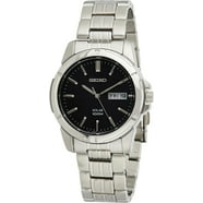 Seiko Men's Solar White Dial Black Leather Watch SUP880 - Walmart.com
